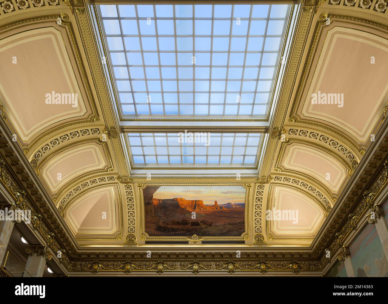 Ancestral Home painting in the Senate chamber in the Utah State Capitol ...