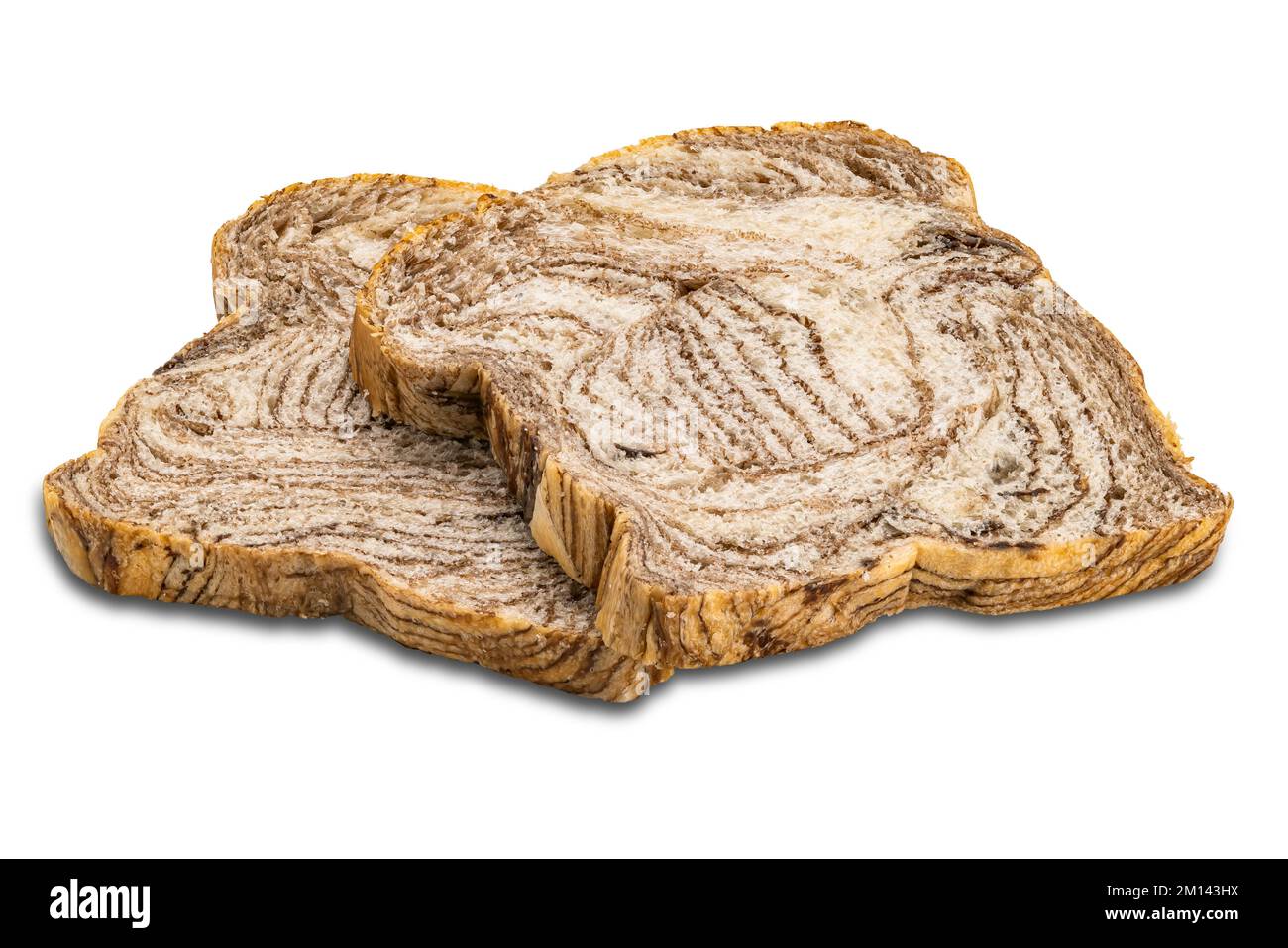 View of fresh sliced chocolate danish bread isolated on white ...