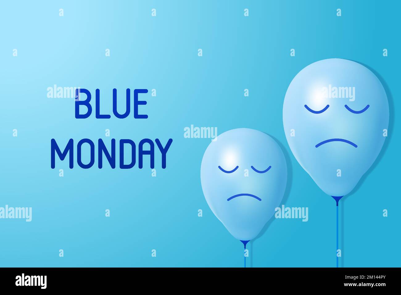 blue monday design background illustration with blue balloons sad ...