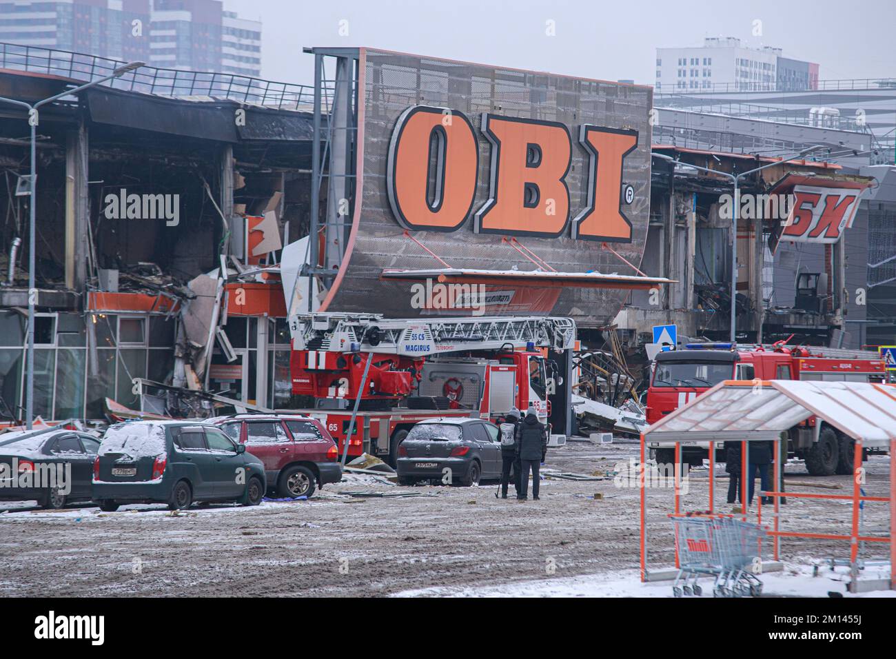 The OBI sign that survived the fire on the facade of the home and ...