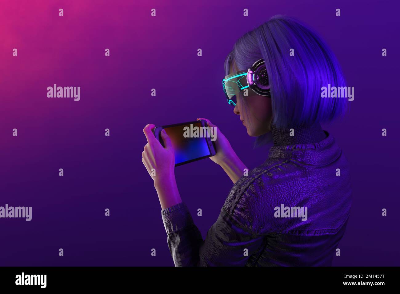 Digital avatar playing game in metaverse virtual world, 3d render Stock ...