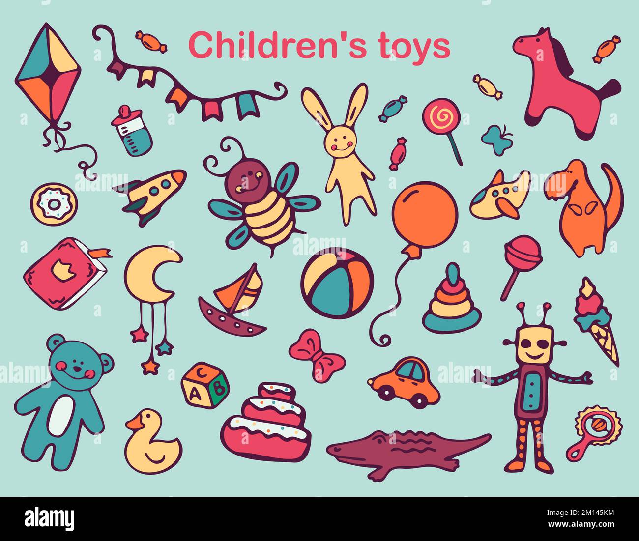 Children Toys doodle icon set. isolated toys Stock Vector Image & Art ...