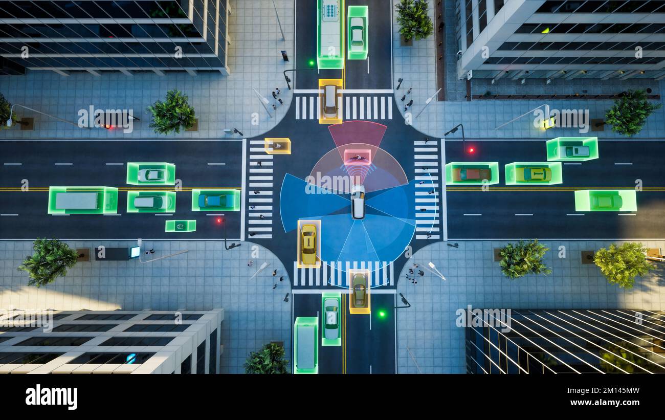 Aerial view autonomous car driving hi-res stock photography and images ...