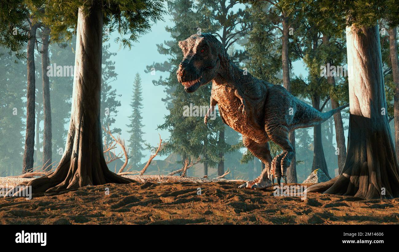 T rex in a jungle . This is a 3d render illustration Stock Photo - Alamy