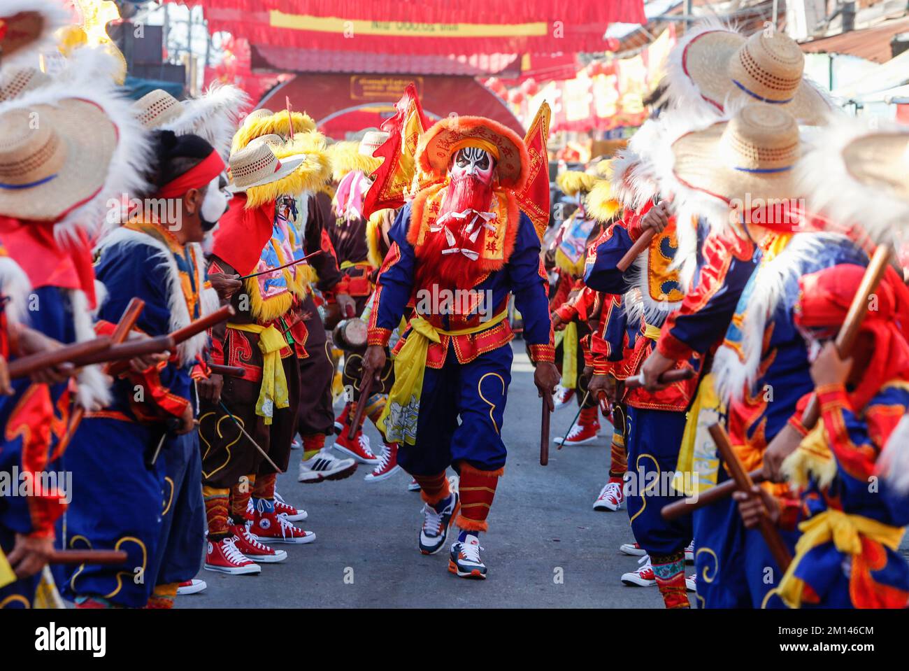 Performers in costumes and painted faces perform in 108 the great dance ...