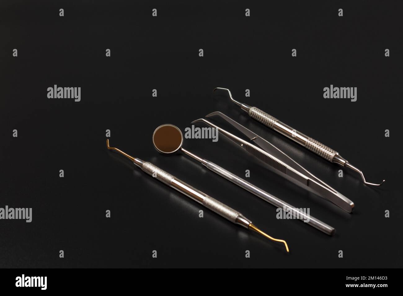 Set of metal dental instruments for teeth dental care Stock Photo - Alamy