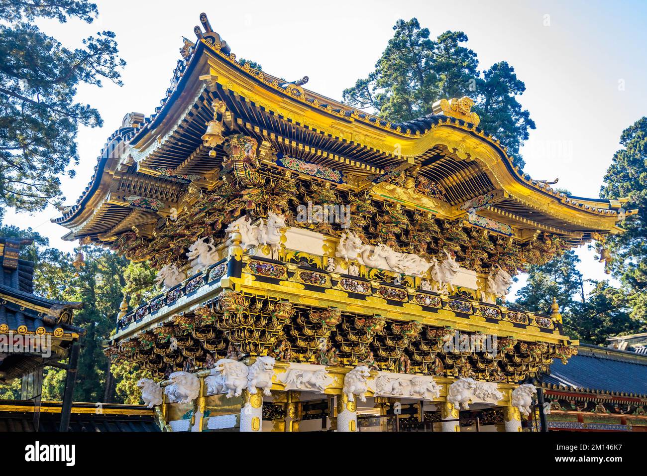 Golden Yomeimon Gate at Toshogu Shrine in Nikko Japan close up Stock ...