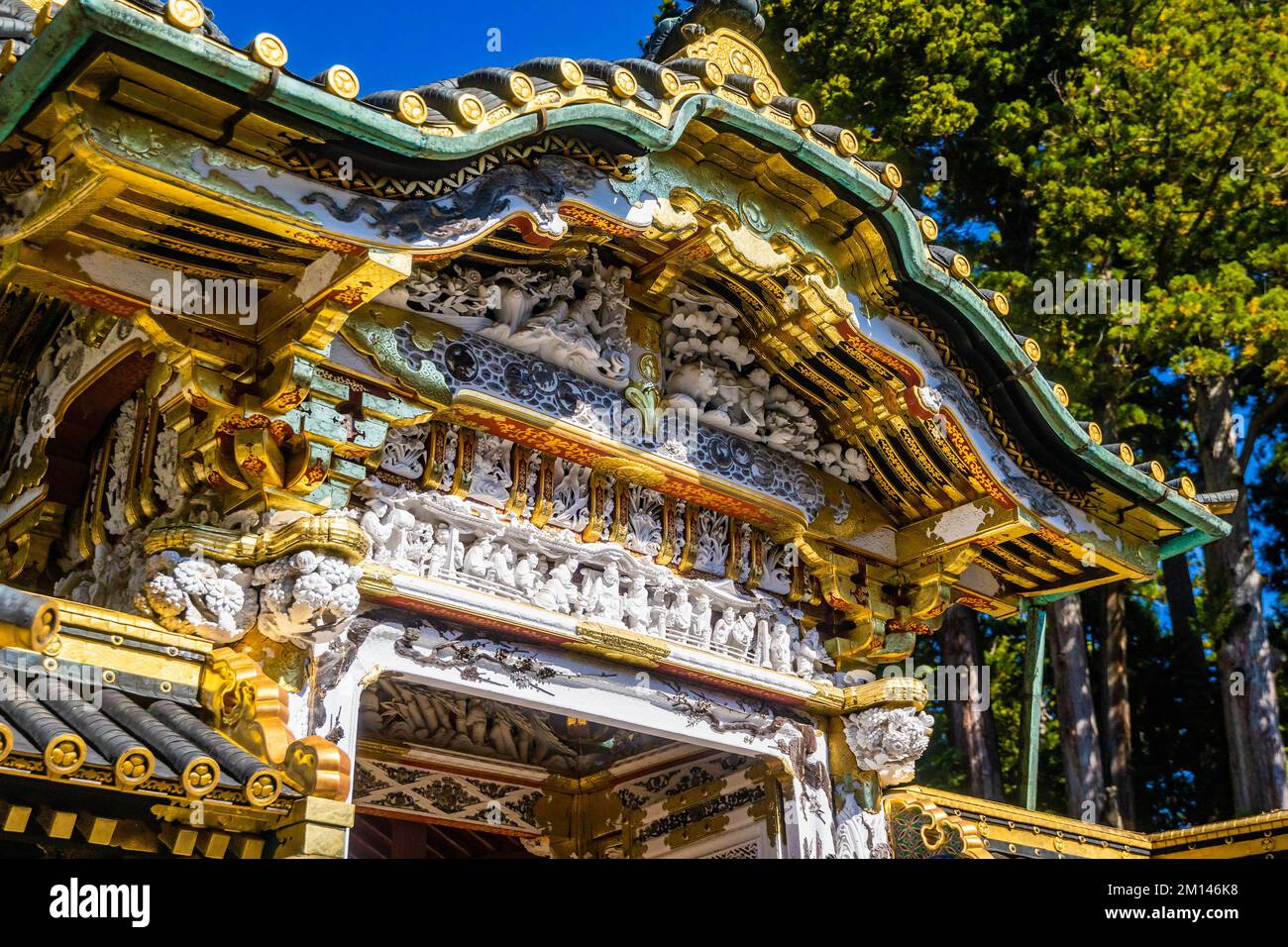 Golden Yomeimon Gate at Toshogu Shrine in Nikko Japan close up Stock ...