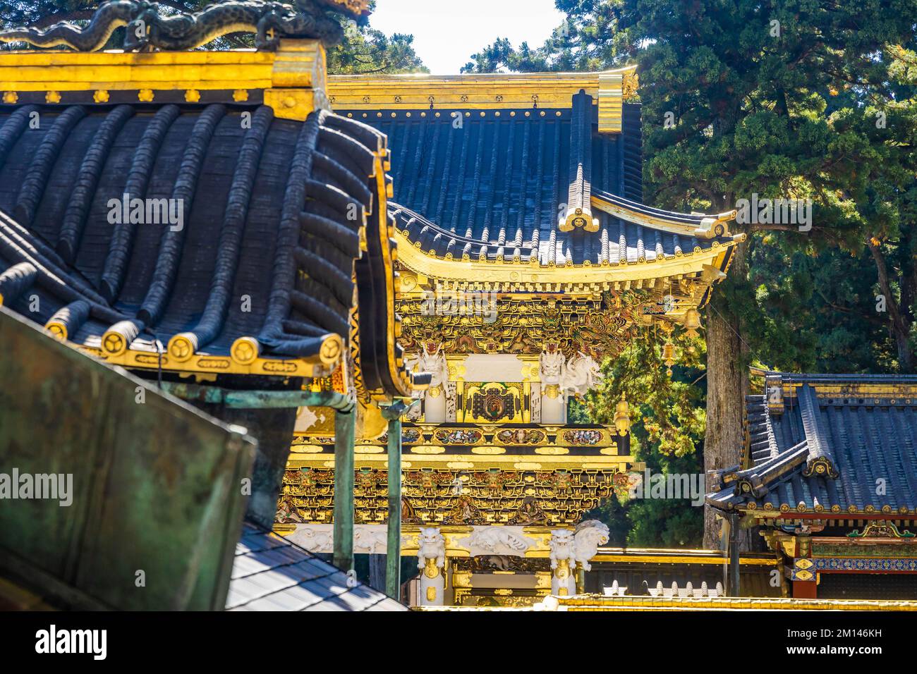 Golden Yomeimon Gate at Toshogu Shrine in Nikko Japan close up Stock ...