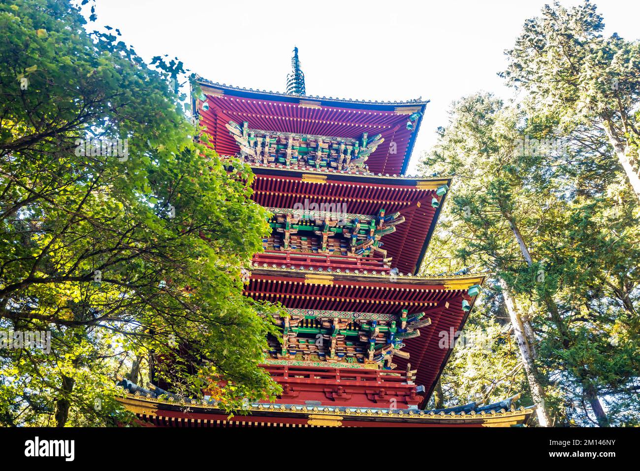Scenic five-storied Pagoda Gojunoto building in Nikko Toshogu Shrine ...