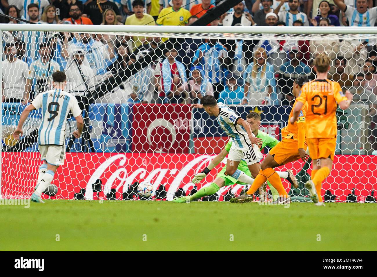 LUSAIL, QATAR - DECEMBER 9: Nahuel Molina of Argentina scores a goal ...