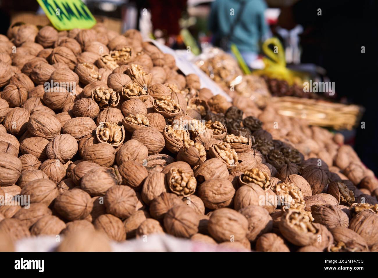 Natural Walnuts with shell background pattern texture. Background of ...