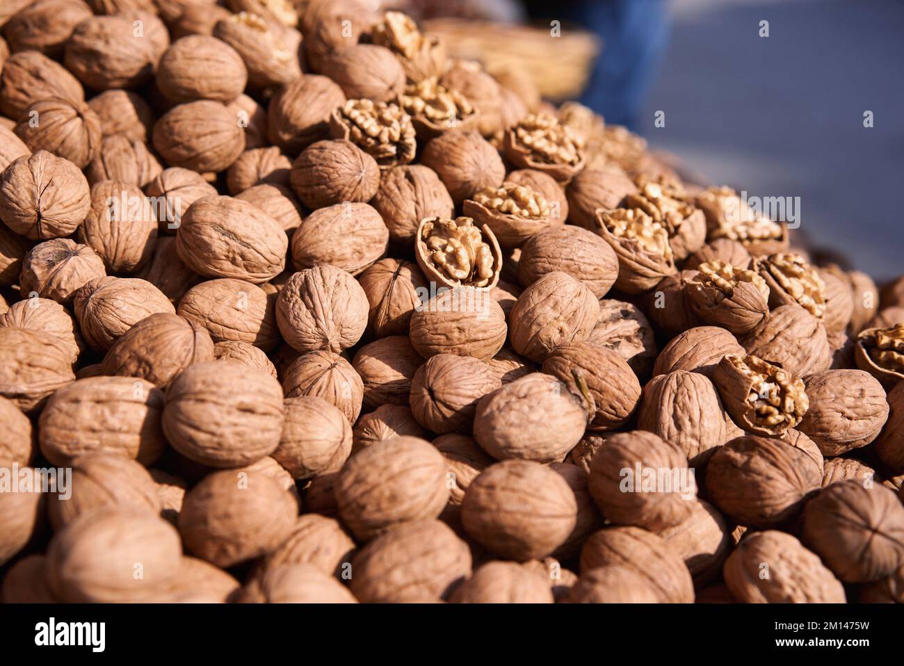 Natural Walnuts with shell background pattern texture. Background of ...