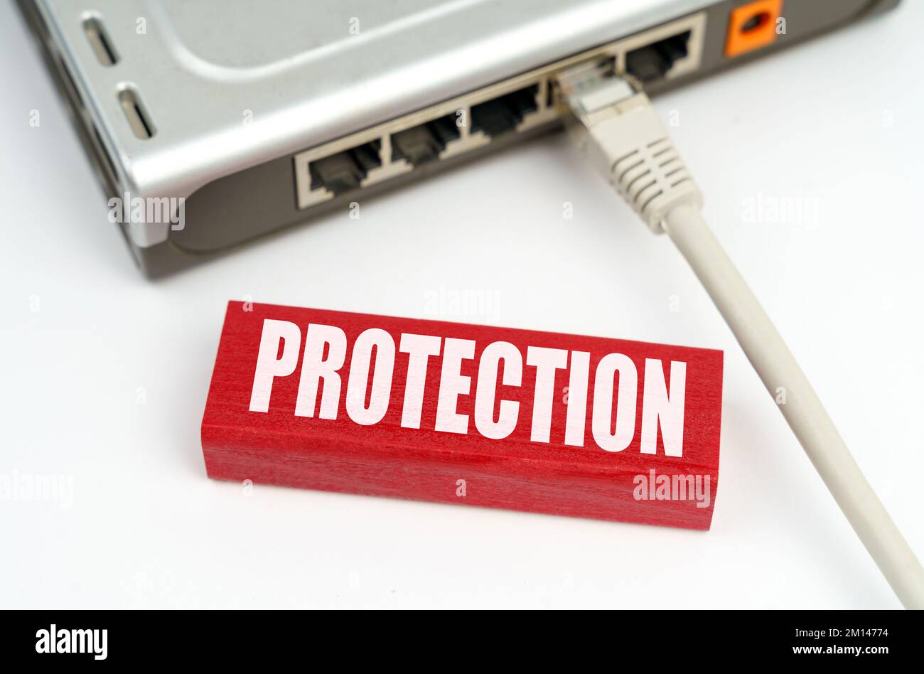 Internet and security concept. There is a router connected to the ...