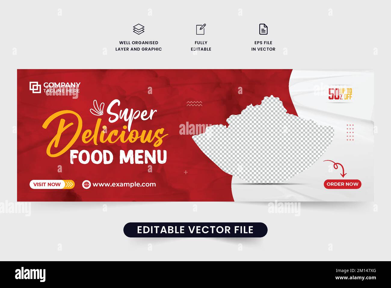 Super delicious food menu online advertisement banner design for social ...