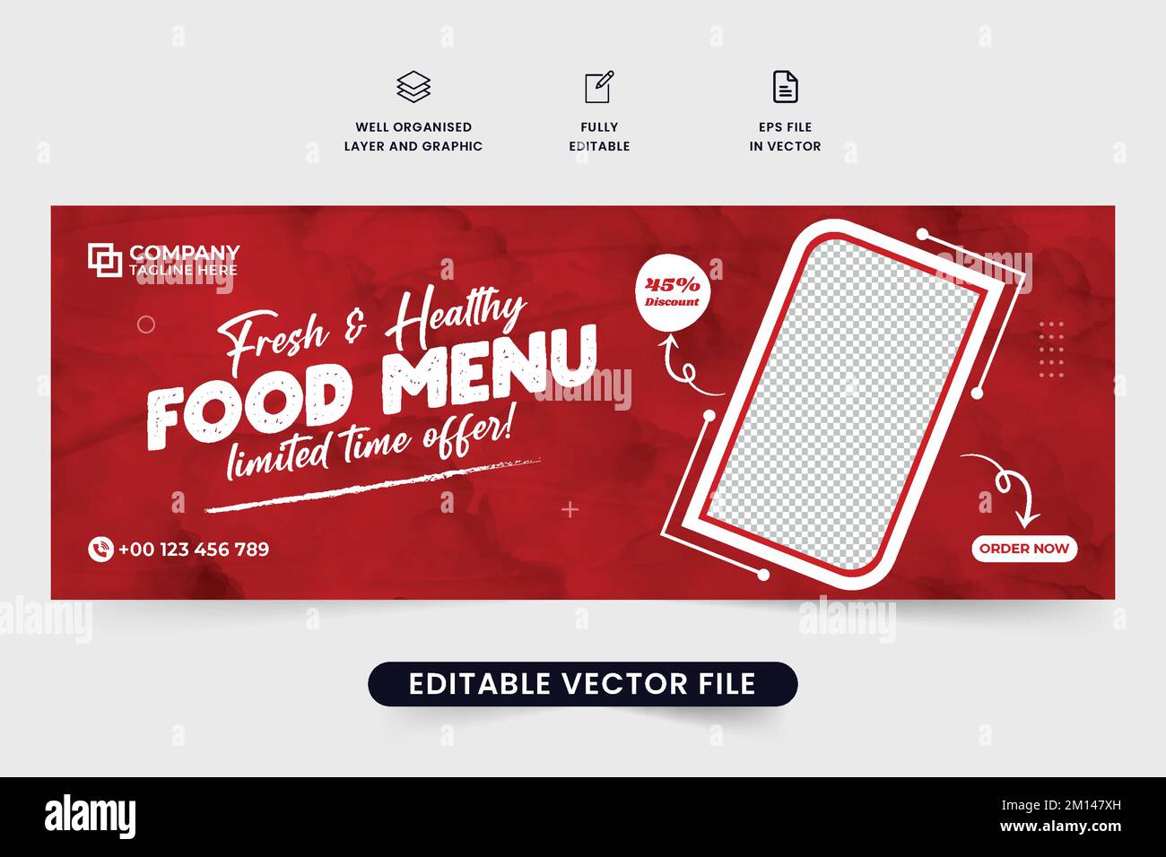Healthy food promotional template design for social media cover ...