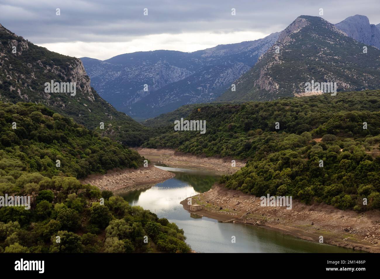 River and Mountain Landscape Nature Background. Sardinia, Italy Stock ...