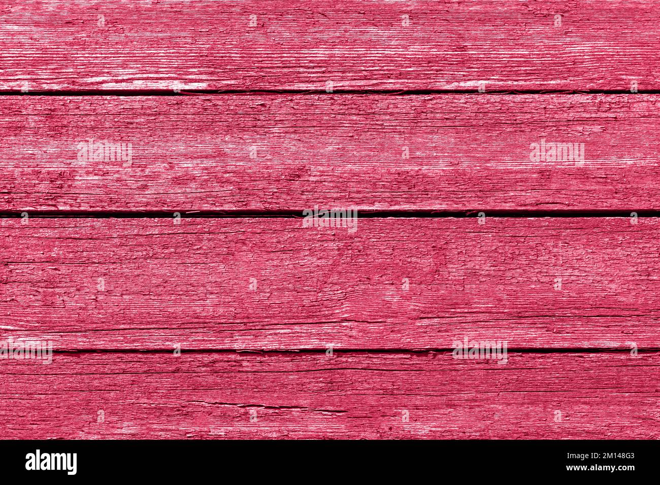 Vintage wooden background with peeling red paint. Trendy Viva Magenta ...