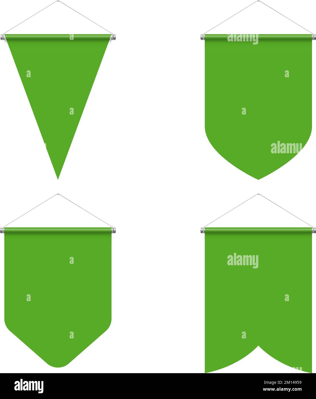 Template Green Blank Realistic Pennant Set on White Background ...
