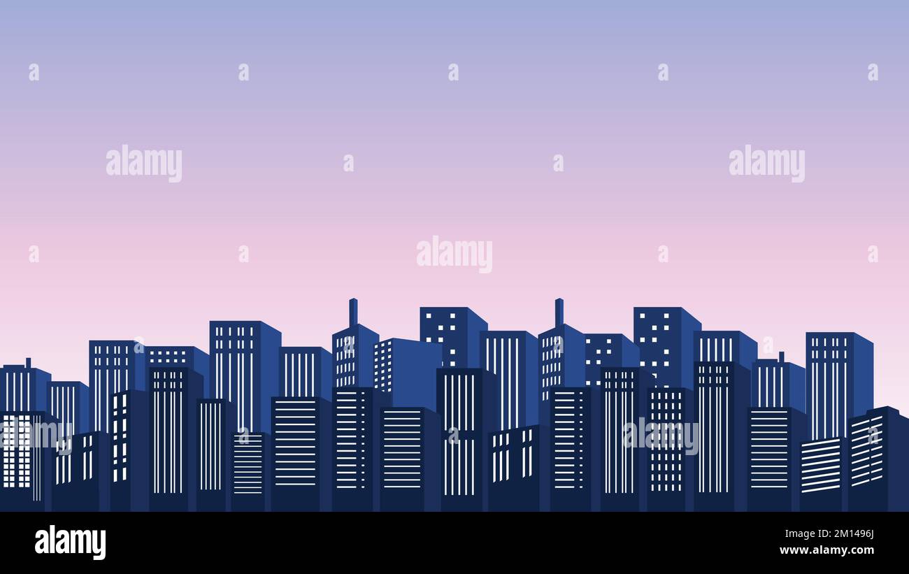 Vector building silhouette background with many malls in urban suburbs ...