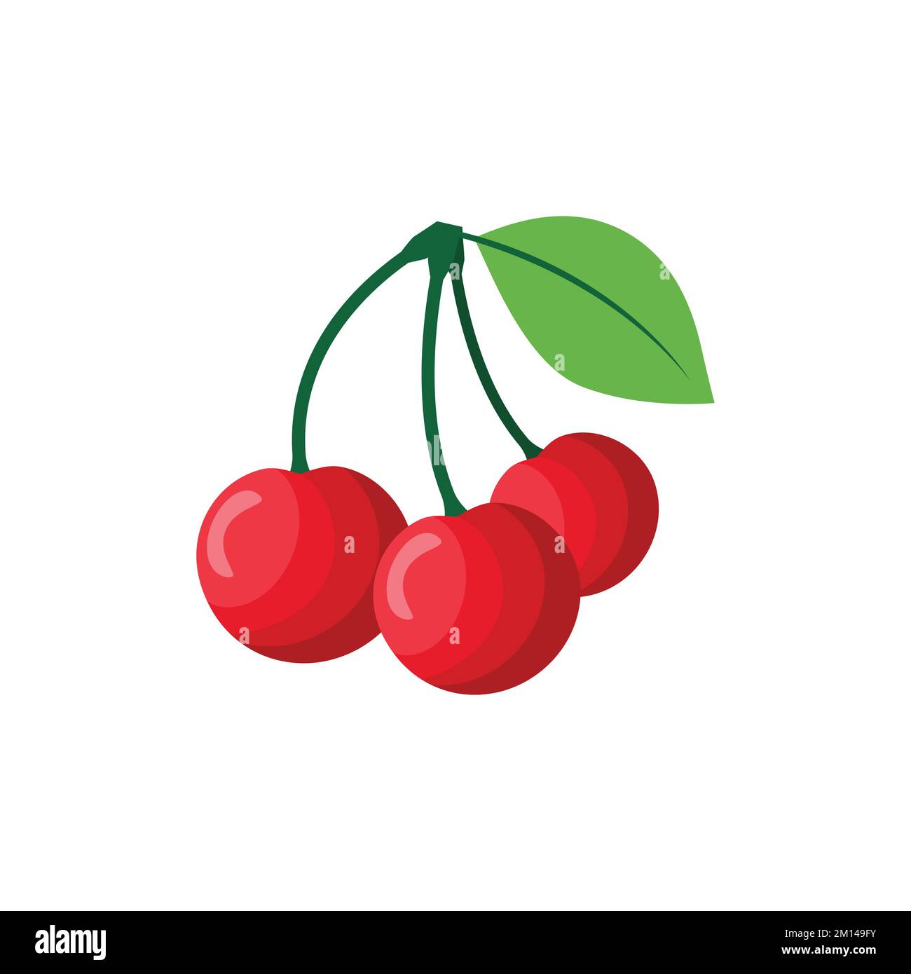 Cherry Flat design clip art vector illustration isolated on a white ...