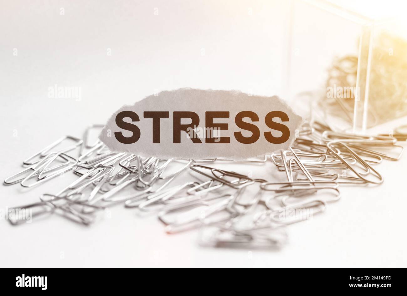 Business and finance concept. Paper clips are scattered on the table ...