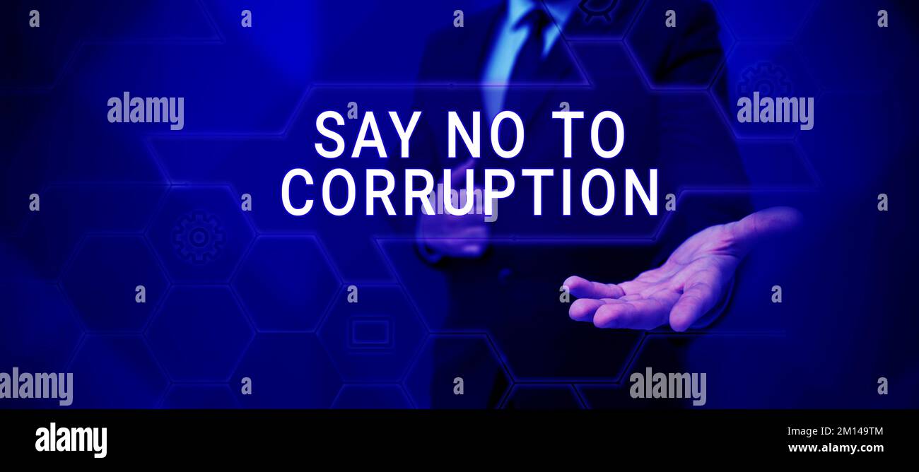Writing displaying text Say No To Corruption. Business approach ...