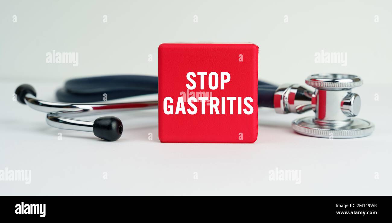 Medicine and health concept. On the table is a stethoscope and a red ...