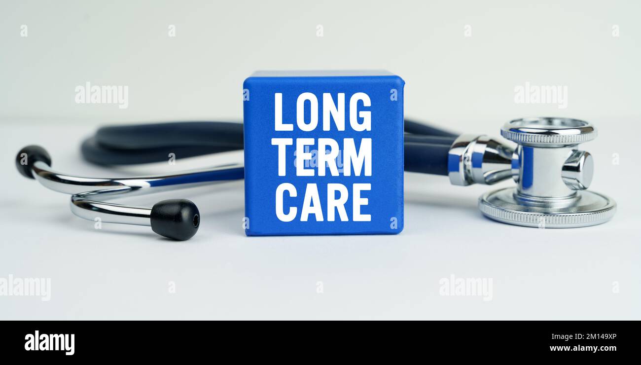 Medicine and health concept. On the table is a stethoscope and a blue ...