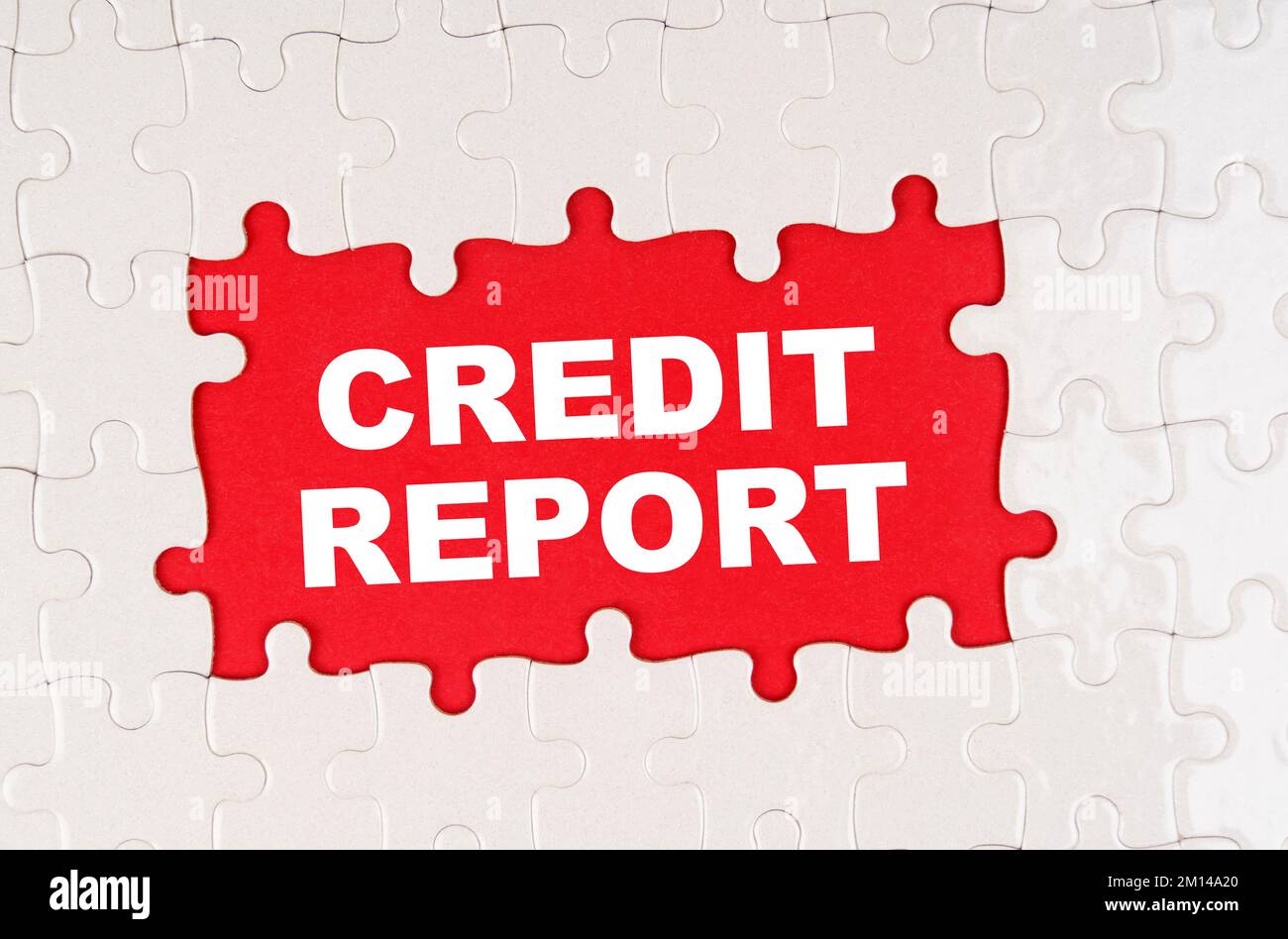 Business and finance concept. In the middle of the puzzles on a red ...