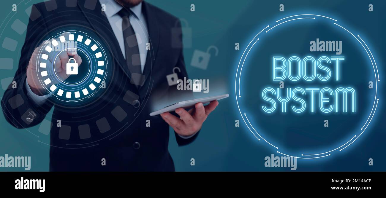 Conceptual caption Boost System. Business overview Rejuvenate Upgrade Strengthen Be Healthier ...