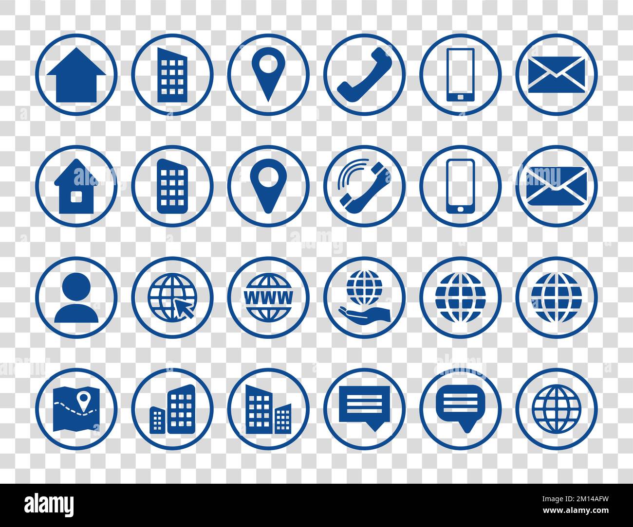 Round Blue Contact Info Icon Set for Location Pin, Phone, Web and ...