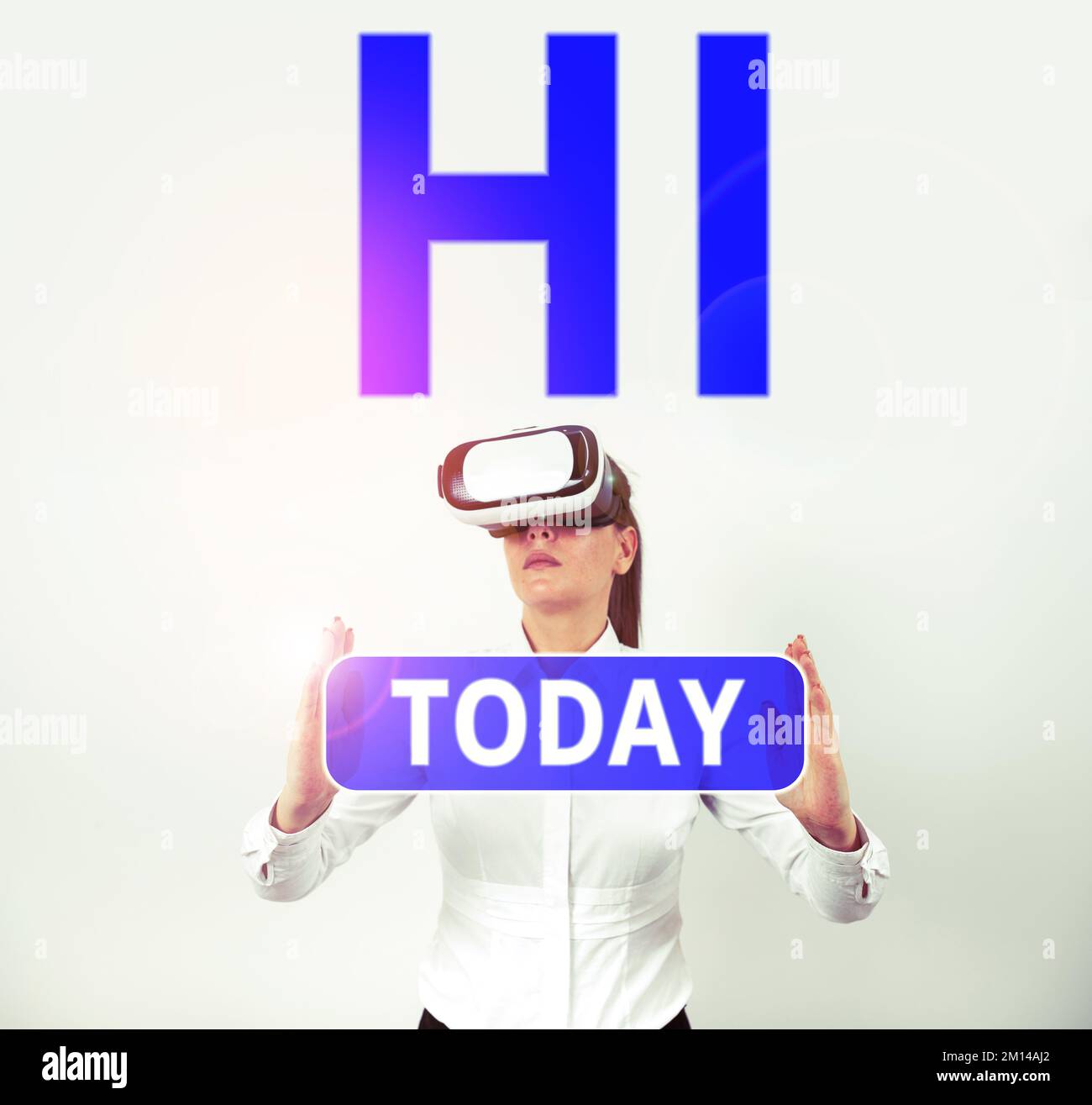 Sign displaying Hi. Word Written on used as a greeting or to begin a ...