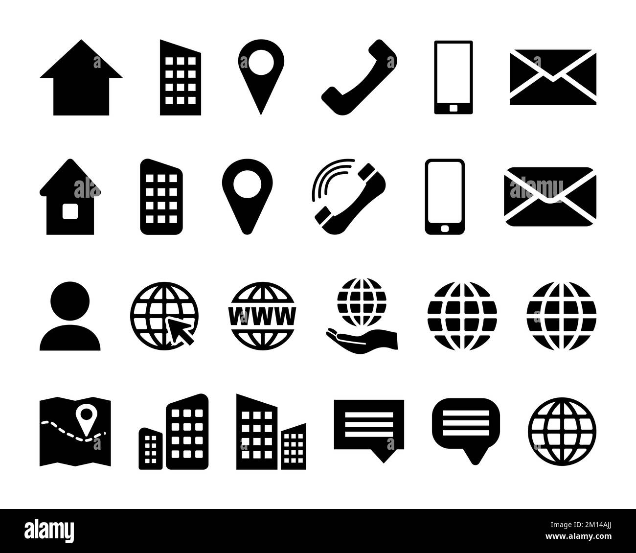 Black Contact Info Icon Set for Location Pin, Phone, Web and Cellphone ...