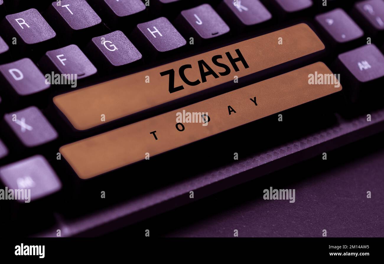 Writing displaying text Zcash. Concept meaning cryptocurrency with ...