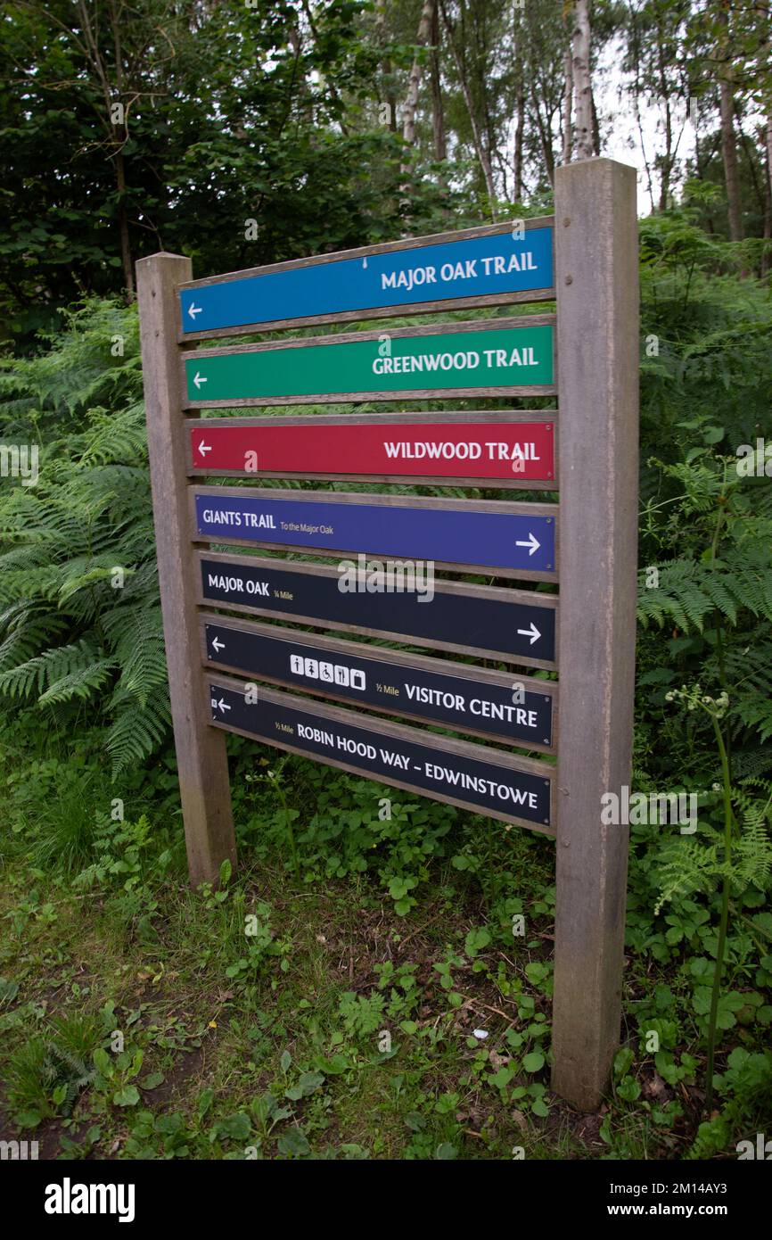 Signs in Sherwood Forest, UK Stock Photo - Alamy