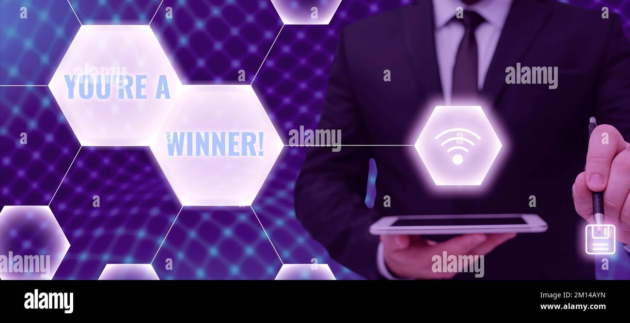 Text showing inspiration You'Re a Winner . Business idea Winning as 1st ...
