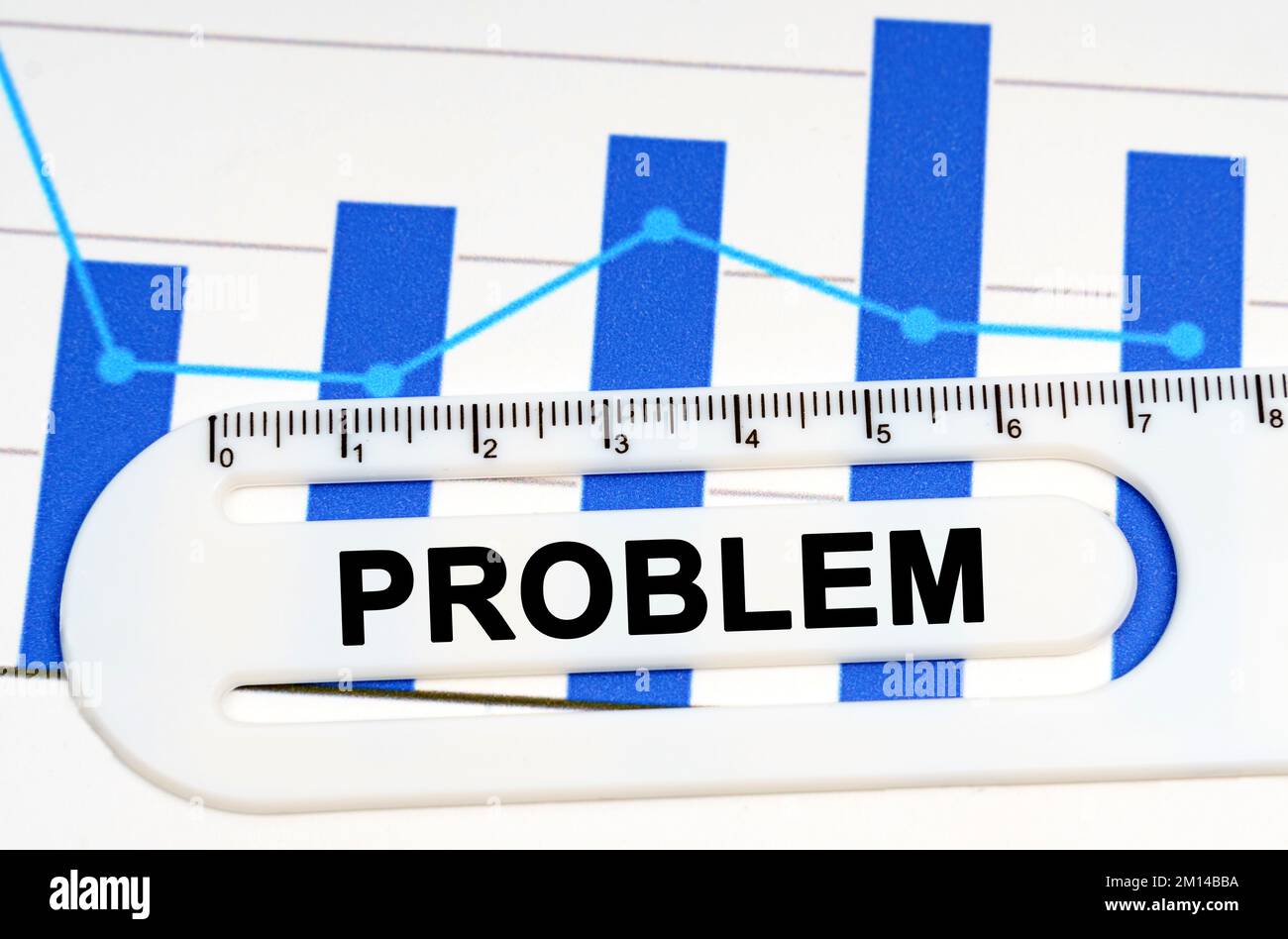 Economy concept. On the sheet with graphs there is a white ruler with ...