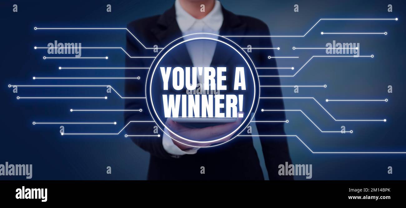 Text caption presenting You'Re a Winner . Word for Winning as 1st place ...