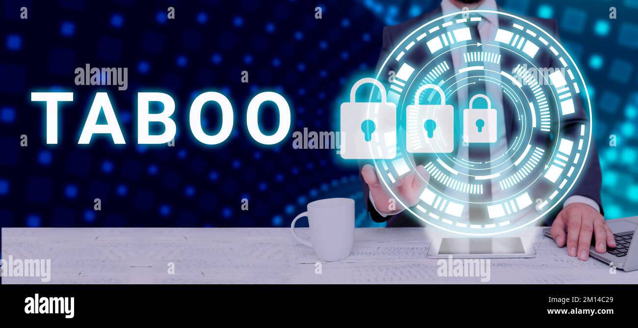 Text caption presenting Taboo. Business showcase a social or religious ...