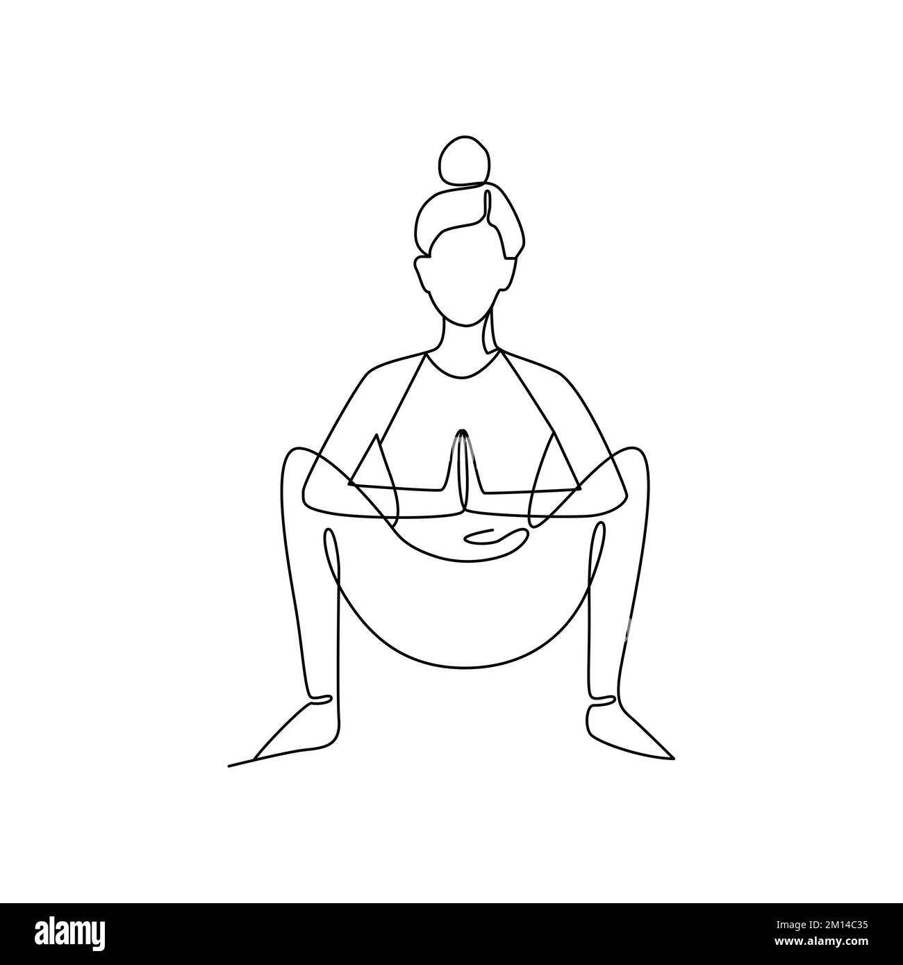 Single line drawing of a girl sitting in a yoga pose Stock Vector Image ...