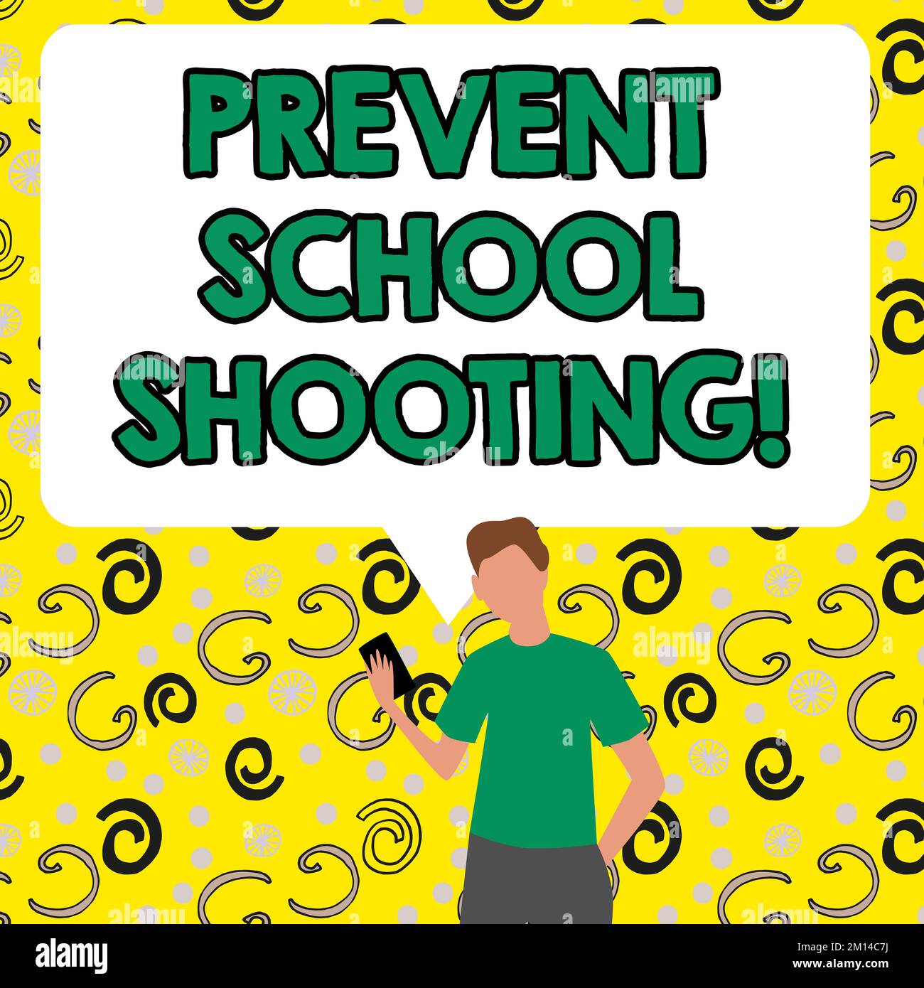Text caption presenting Prevent School Shooting. Word Written on ...