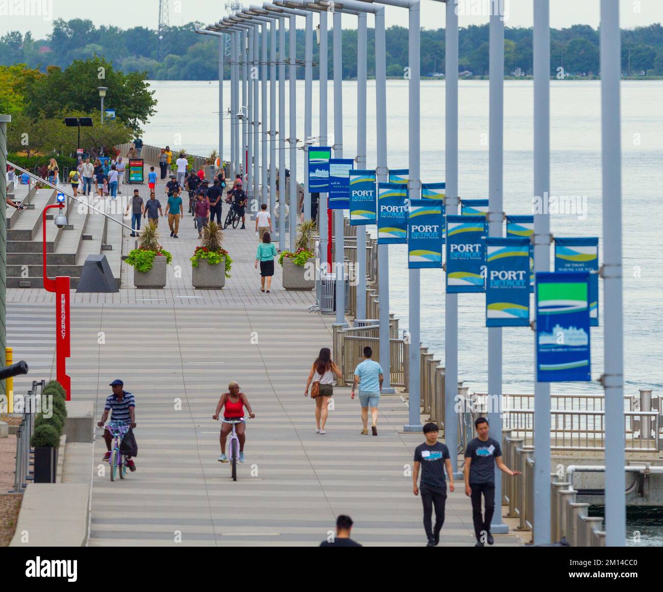 The Riverwalk on the Detroit River in the City of Detroit, Michigan ...