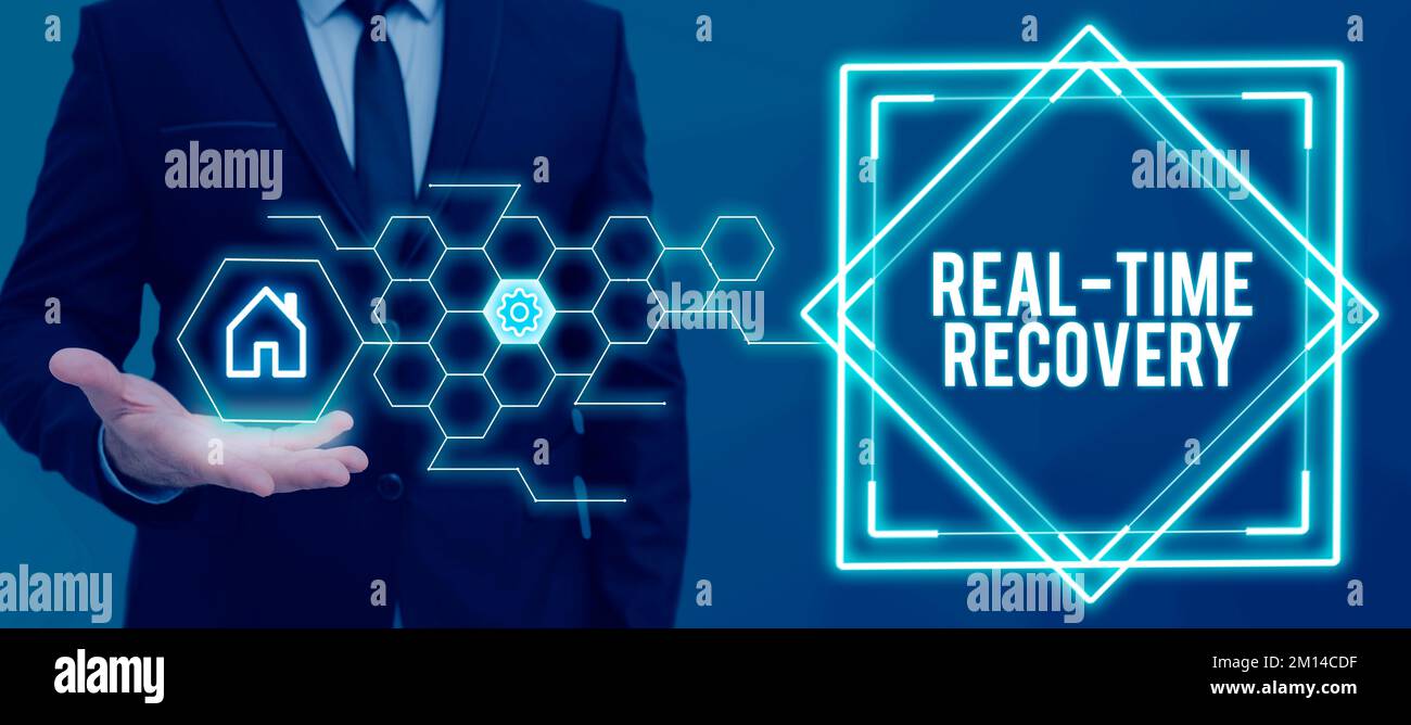 Text showing inspiration Real Time Recovery. Business showcase maximum ...