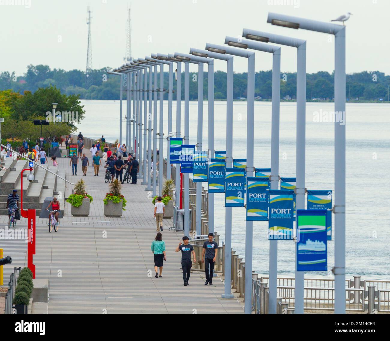 The Riverwalk on the Detroit River in the City of Detroit, Michigan ...