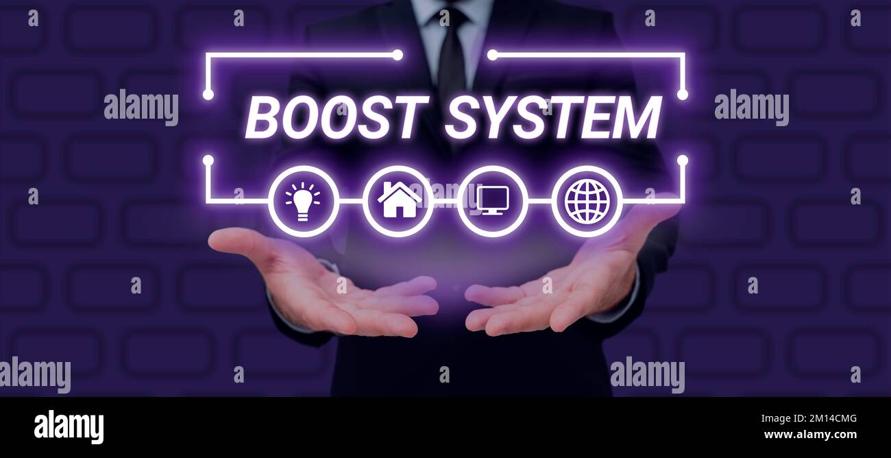 Text showing inspiration Boost System. Business idea Rejuvenate Upgrade ...