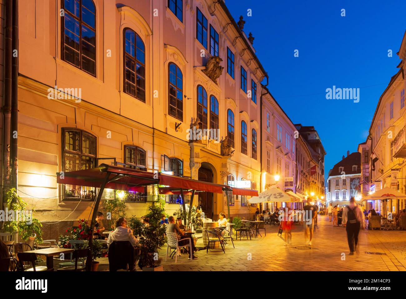 Bratislava (Pressburg): open air restaurant in Old Town in , , Slovakia ...