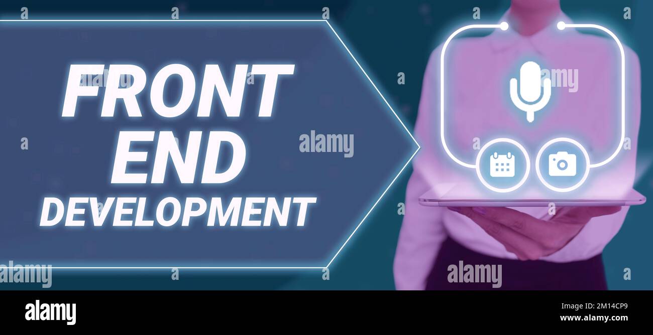 Writing displaying text Front End Development. Word Written on Altering data to graphical ...