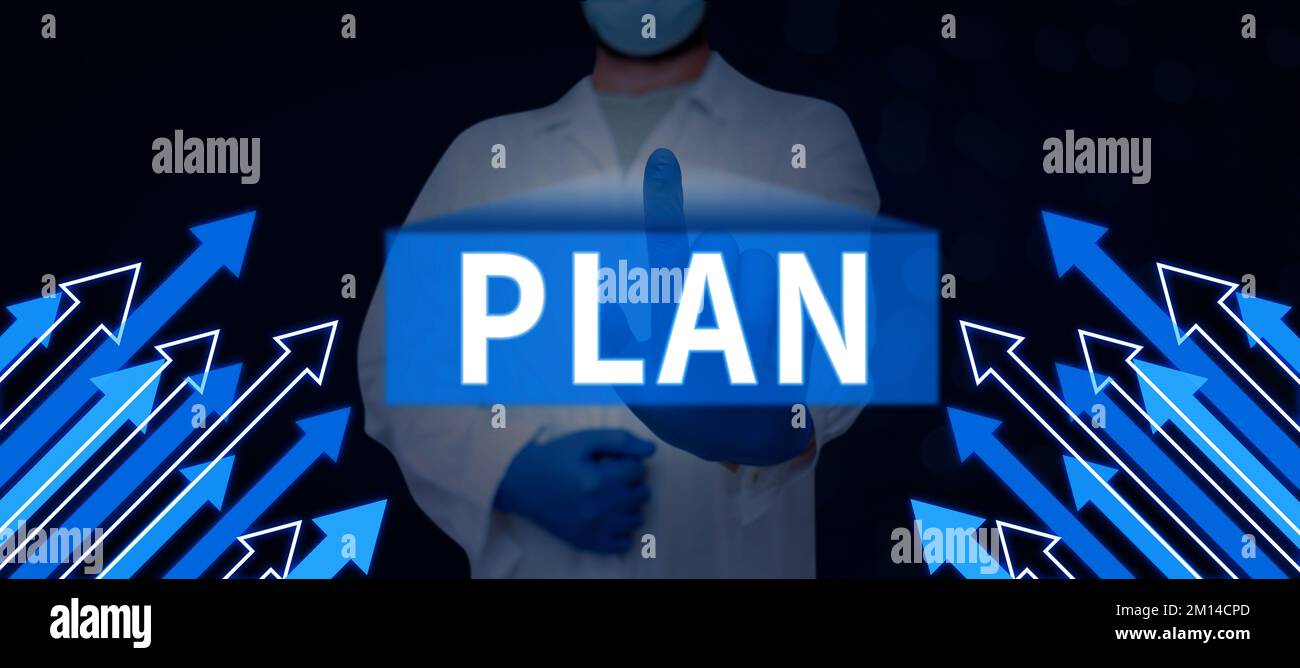 Text caption presenting Plan. Business idea Start of a detailed ...