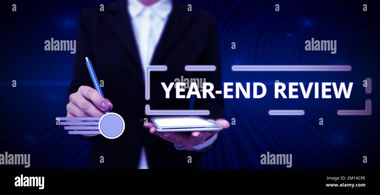 Writing displaying text Year End Review. Business concept annual ...